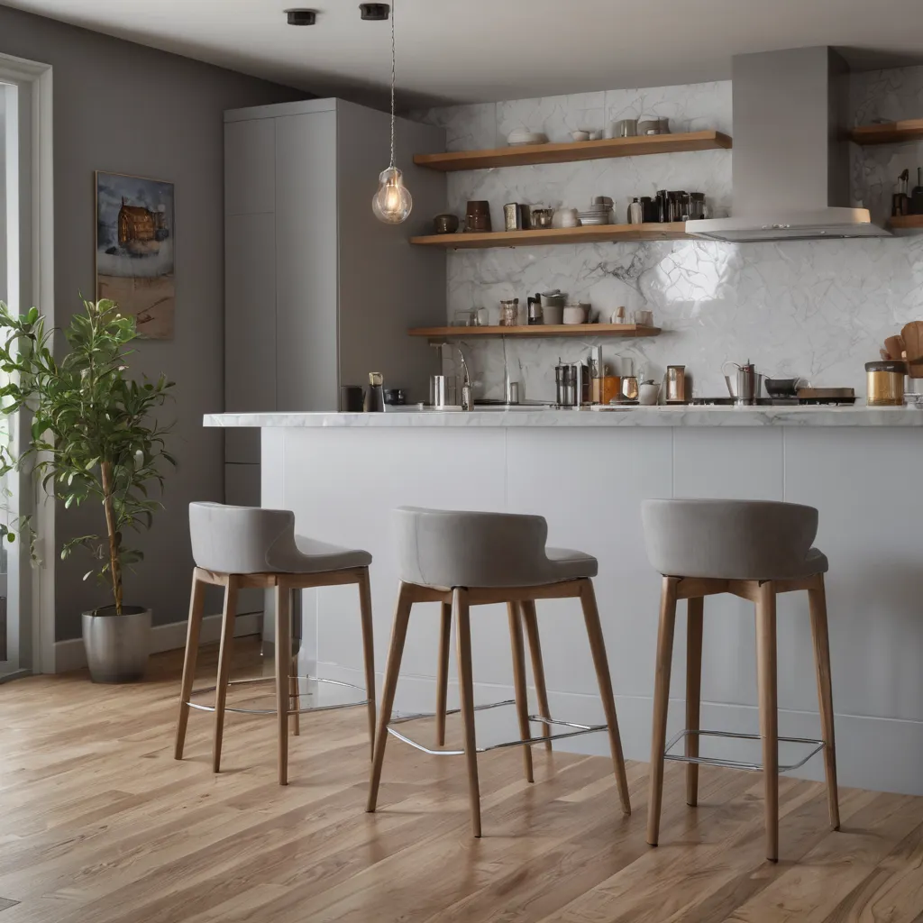 Stylish Grey Wooden Bar Stools with Backs